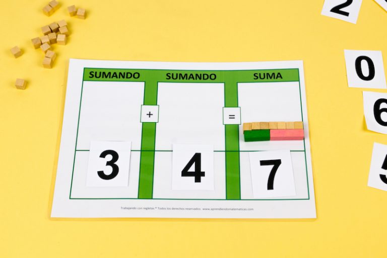 Regletas Cuisenaire: sumando usando plantillas divertidas